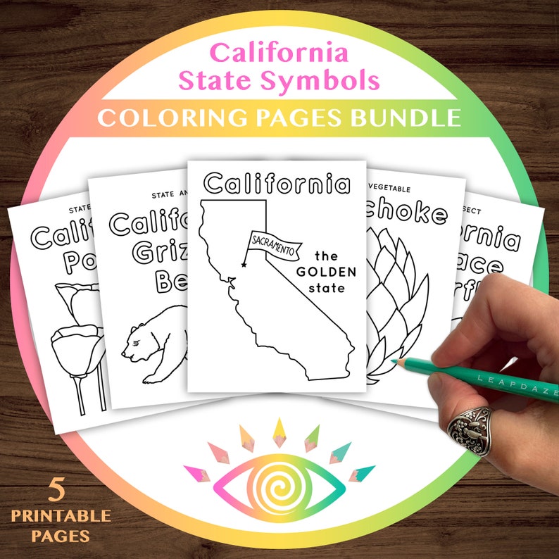 CALIFORNIA State Symbols Coloring Pages Bundle - Instant Download - Etsy