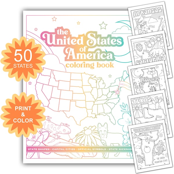 OKLAHOMA Coloring Page With State Facts Printable United States of ...