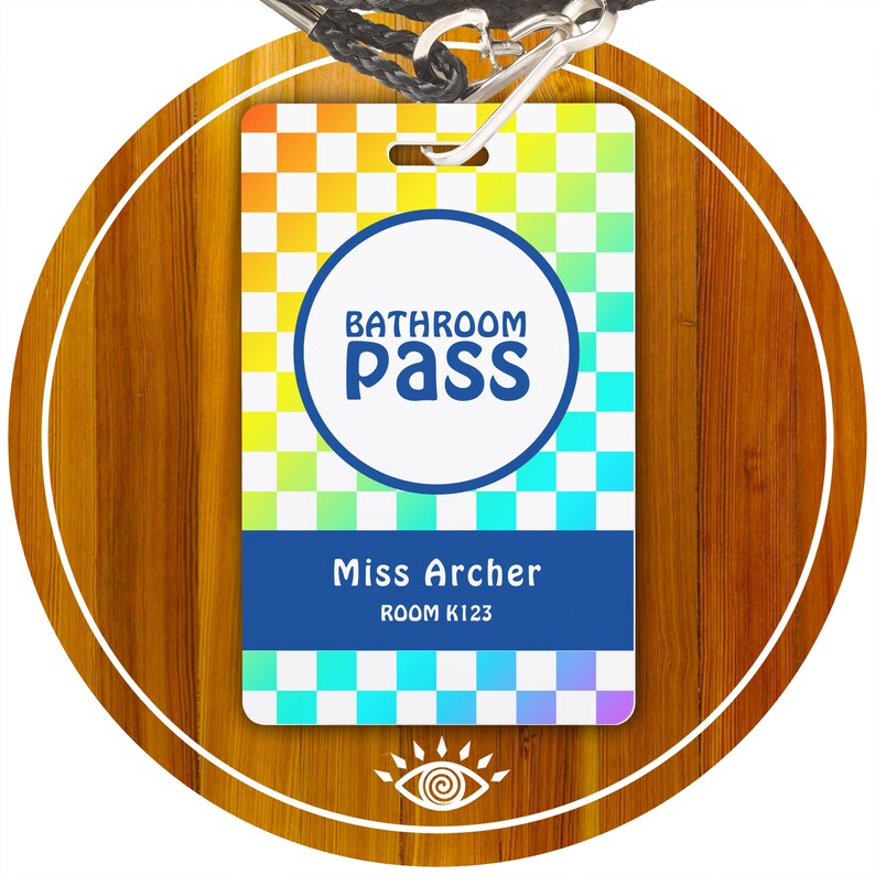 Retro Rainbow Checkered Classroom Hall Passes for Teachers ...