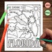 FLORIDA Printable Coloring Page With State Facts - United States of ...