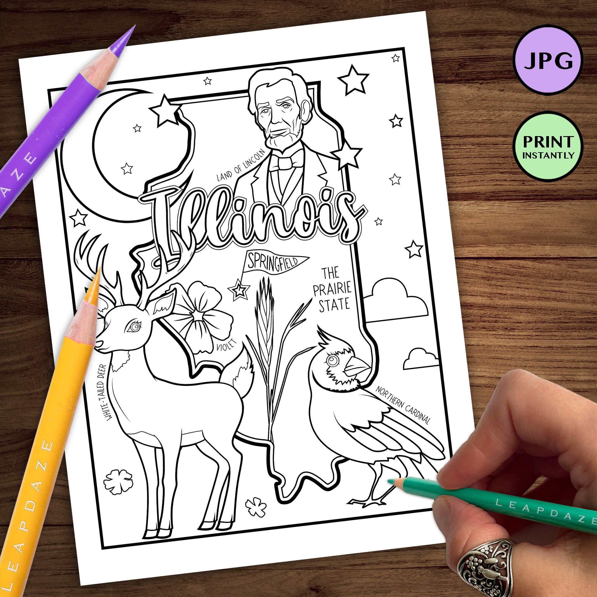 GALENA ILLINOIS Collage Coloring Page With Bonus Illinois State ...