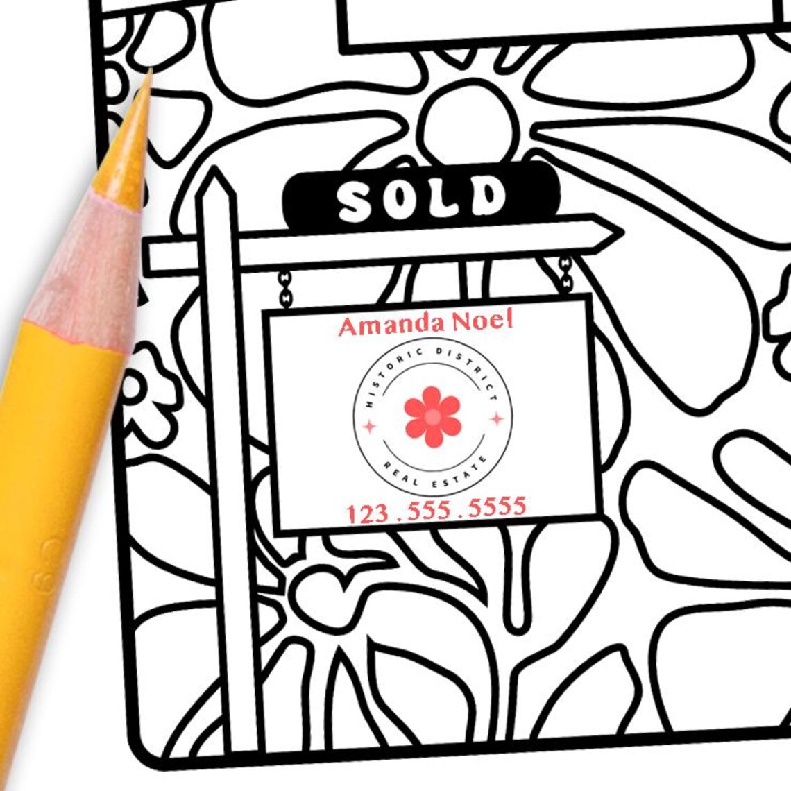 Branded Open House Realtor Closing Gift Retro Coloring Page, Instant ...