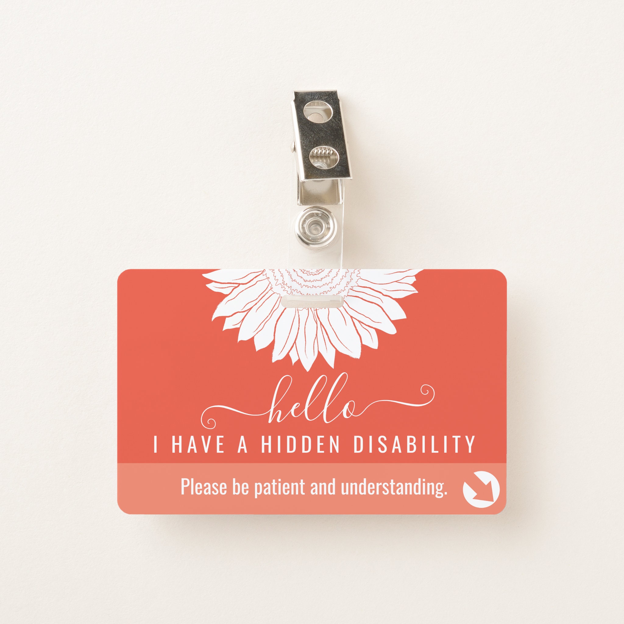 HIDDEN DISABILITY Awareness Emergency Contact Info Lanyard Card, Thank ...