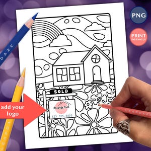 Branded Open House Realtor Closing Gift Retro Coloring Page, Instant ...