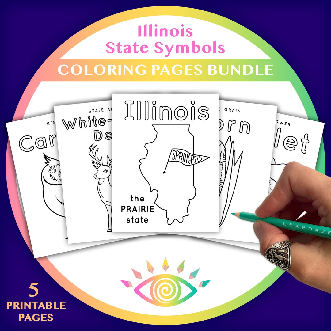 ILLINOIS State Symbols Coloring Pages Bundle - Instant Download - Etsy