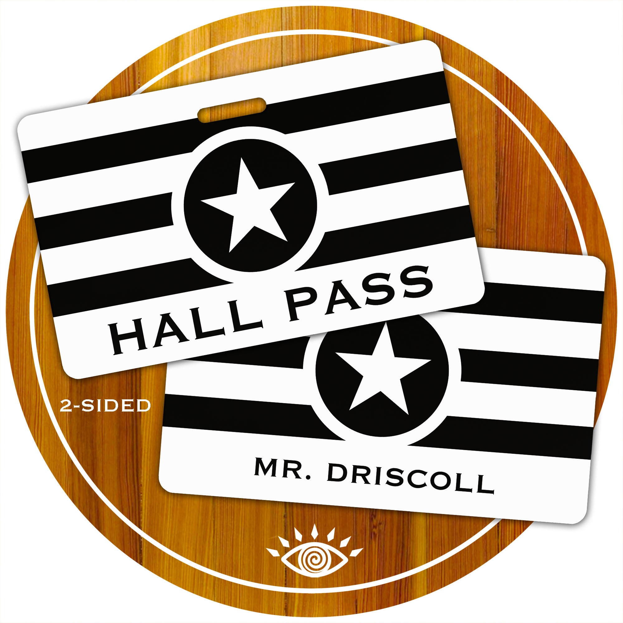 Modern Chic Stripes Classroom Hall Passes for Teachers, Personalized ...