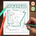 ARKANSAS Coloring Page With State Facts - Printable United States of ...