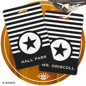 Modern Chic Stripes Classroom Hall Passes for Teachers, Personalized ...