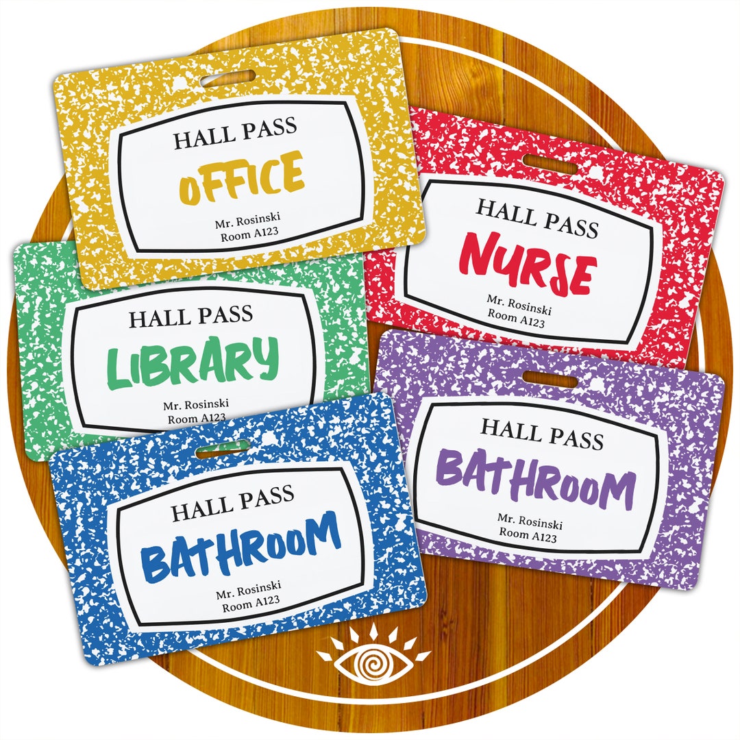 Composition Book Classroom Hall Passes for Teachers, Personalized ...