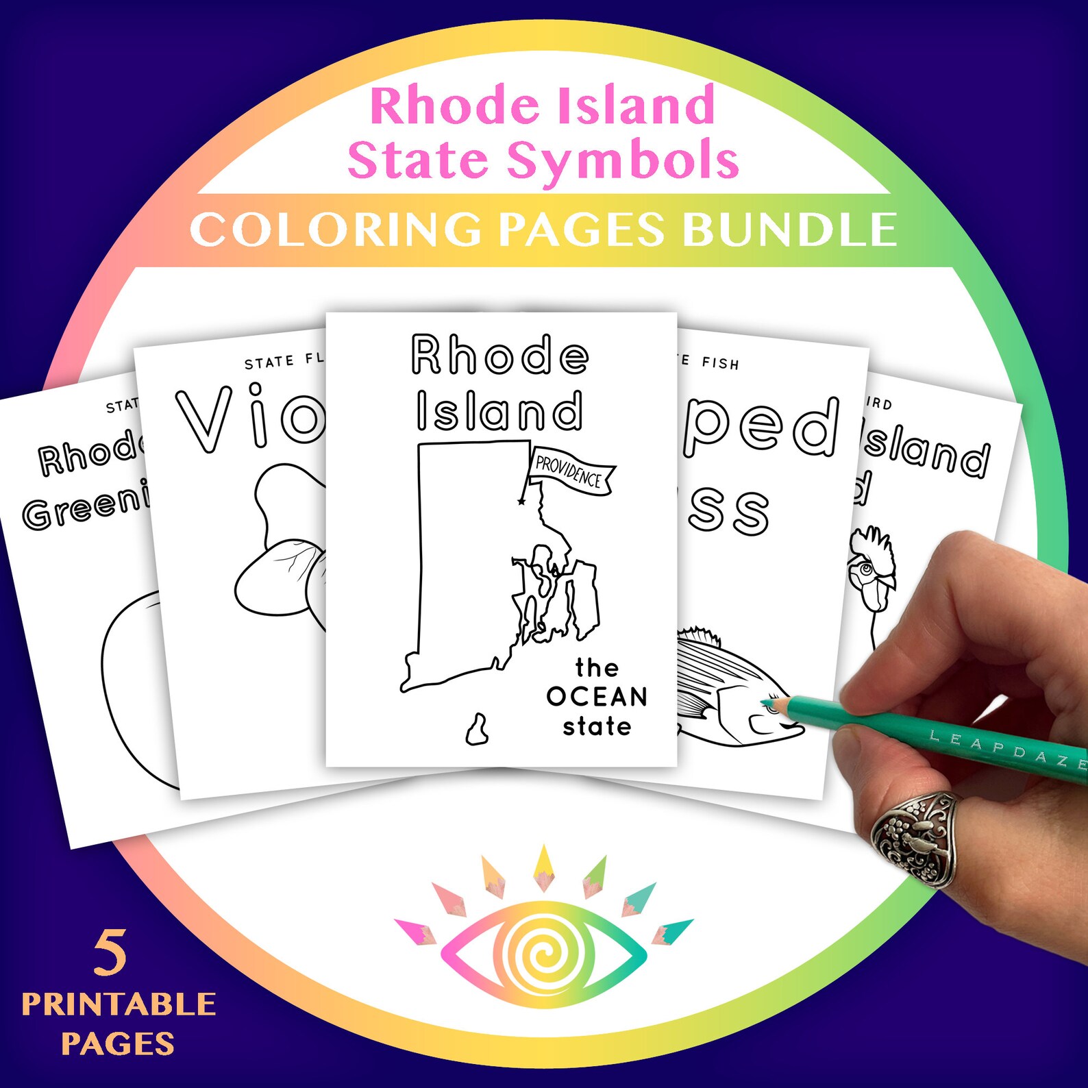 RHODE ISLAND State Symbols Coloring Pages Bundle - Instant Download - Etsy