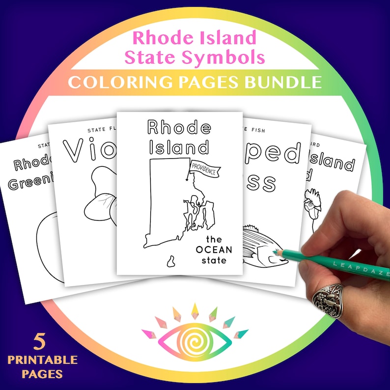 RHODE ISLAND State Symbols Coloring Pages Bundle - Instant Download - Etsy