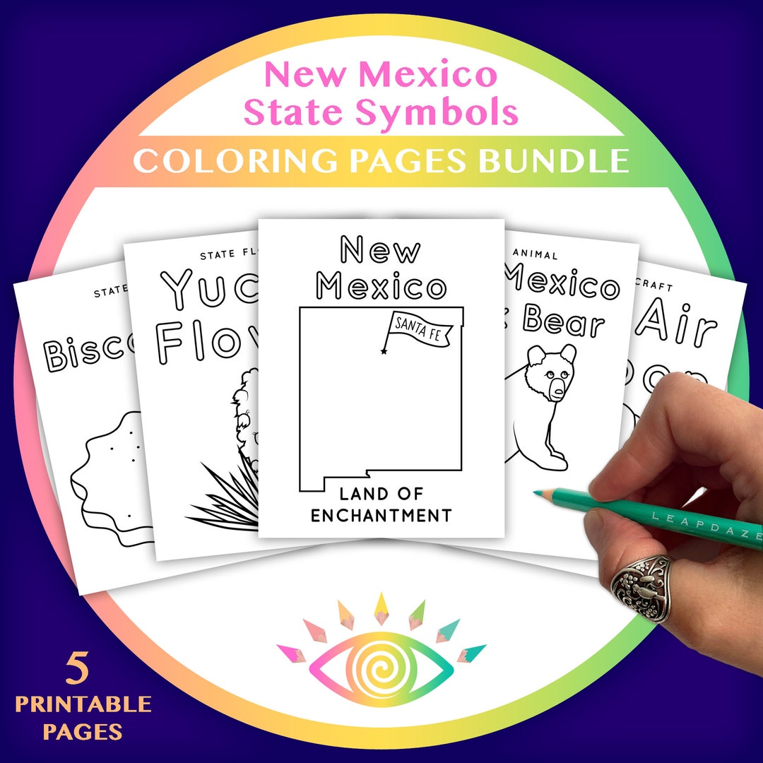 NEW MEXICO State Symbols Coloring Pages Bundle - Instant Download - Etsy