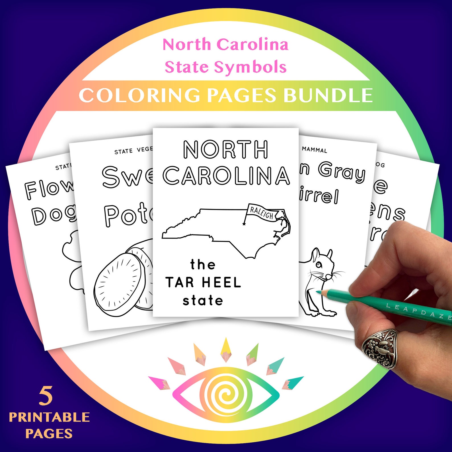 NORTH CAROLINA State Symbols Coloring Pages Bundle - Instant Download ...