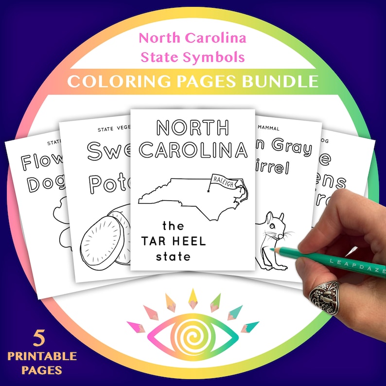 NORTH CAROLINA State Symbols Coloring Pages Bundle - Instant Download ...