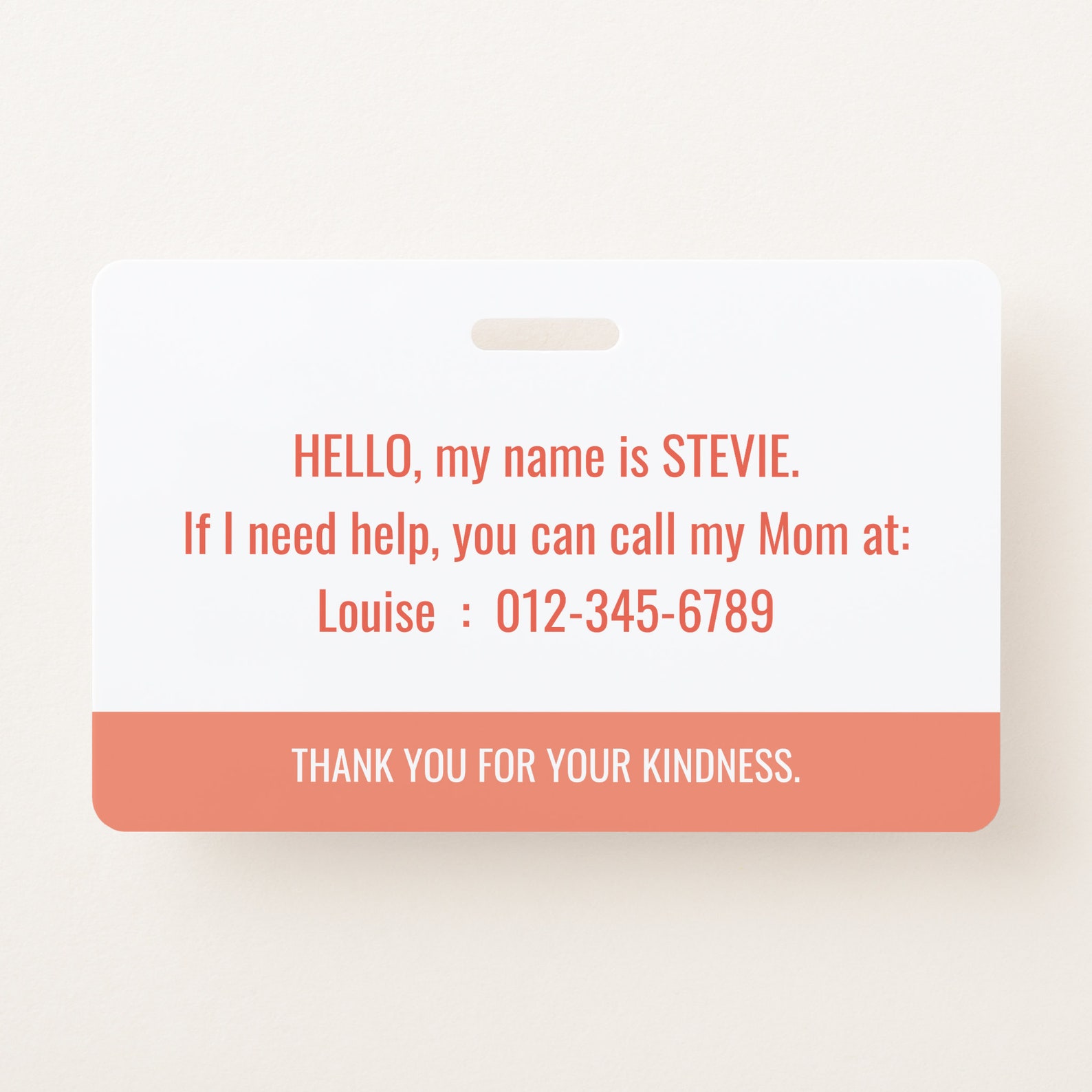 HIDDEN DISABILITY Awareness Emergency Contact Info Lanyard Card, Thank ...