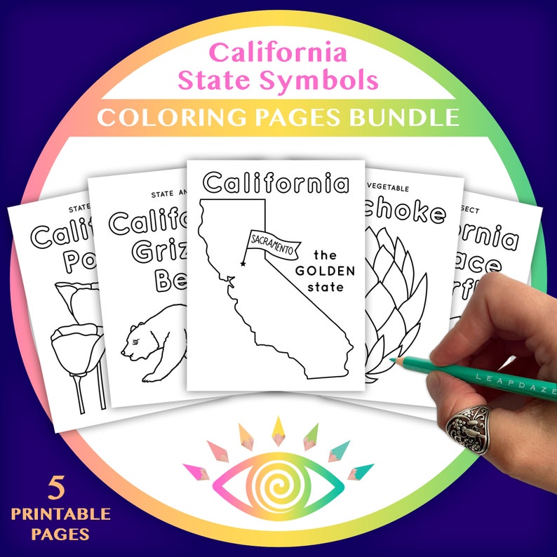 CALIFORNIA State Symbols Coloring Pages Bundle - Instant Download - Etsy