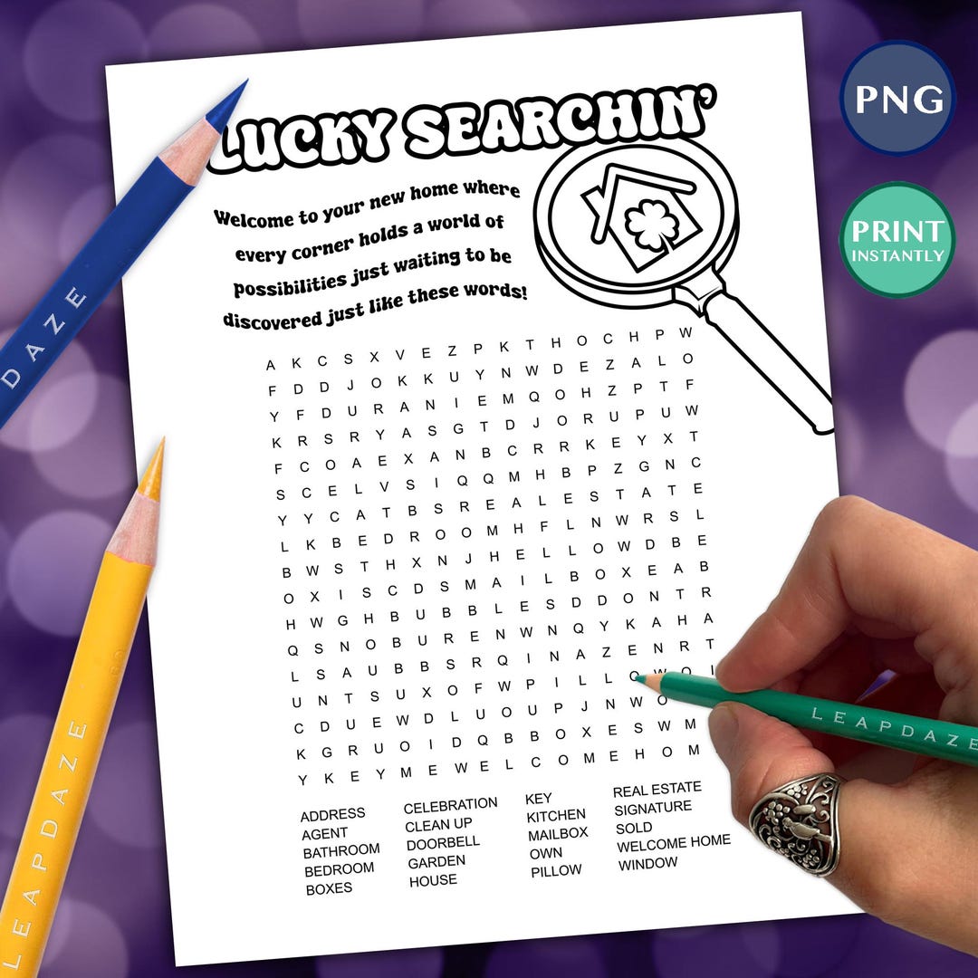 Word Search Open House Realtor Closing Gift Retro Coloring Activity ...