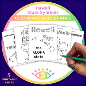 HAWAII State Symbols Coloring Pages Bundle - Instant Download - Etsy