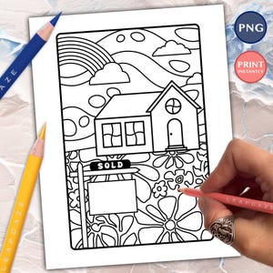 Branded Open House Realtor Closing Gift Retro Coloring Page, Instant ...