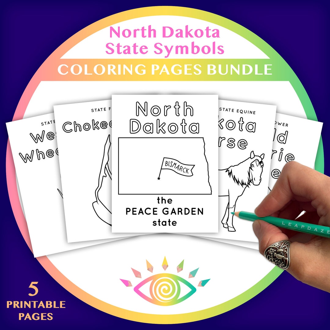 NORTH DAKOTA State Symbols Coloring Pages Bundle - Instant Download - Etsy