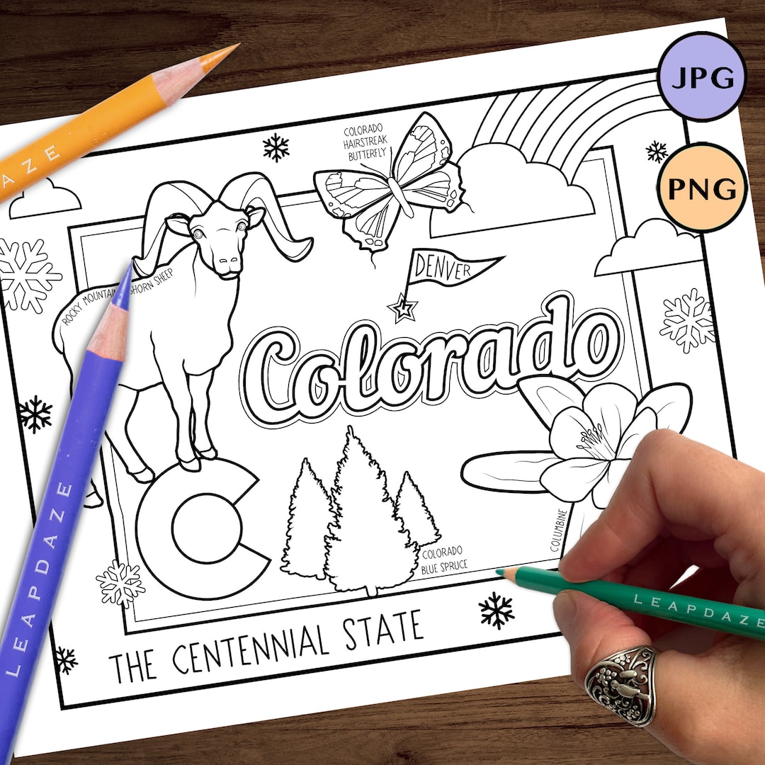 COLORADO Coloring Page With State Facts - Printable United States of ...