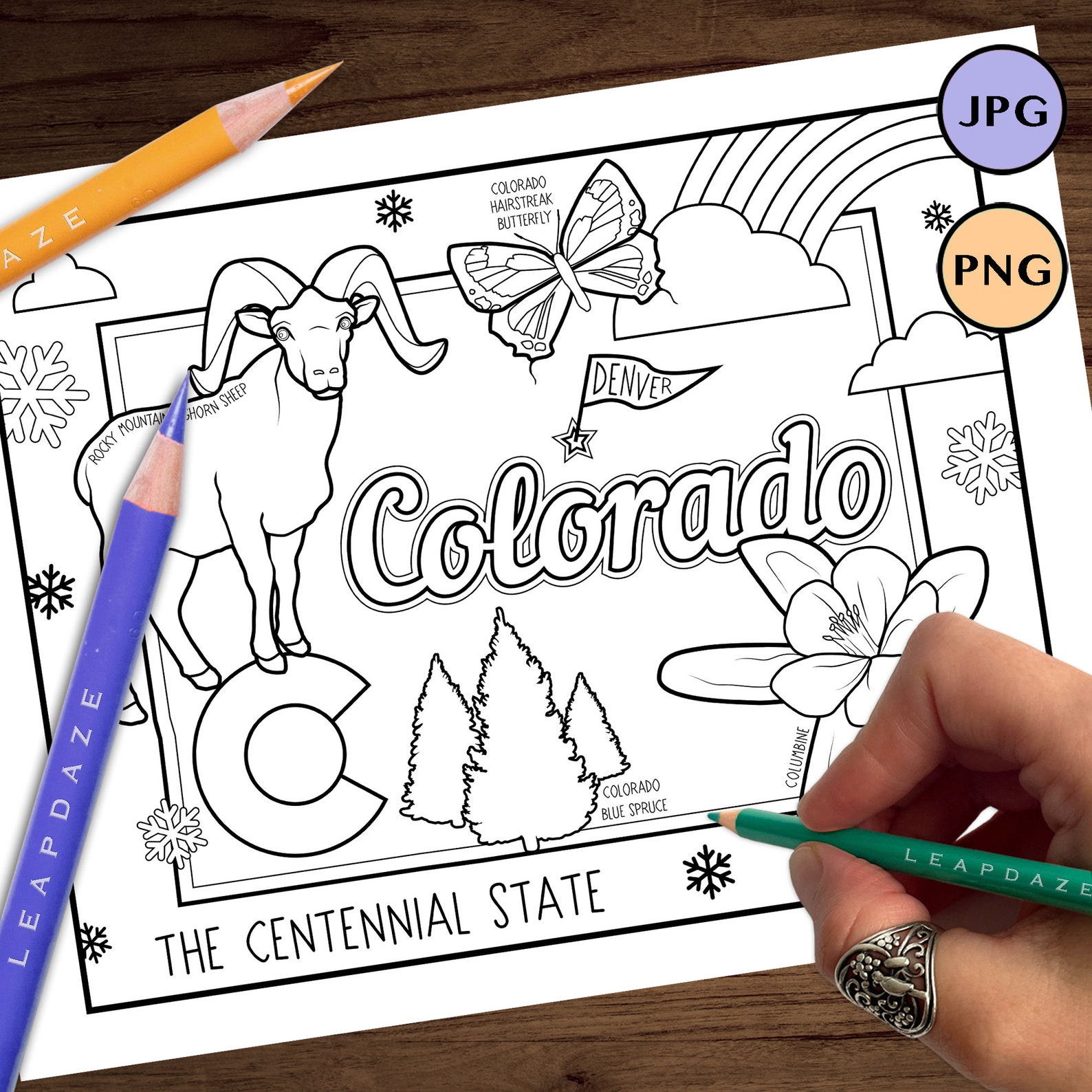 COLORADO Coloring Page With State Facts - Printable United States of ...