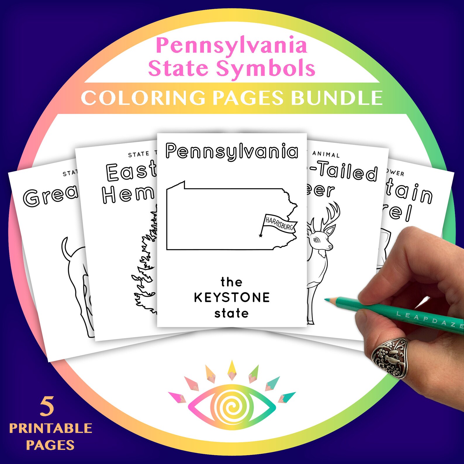 PENNSYLVANIA State Symbols Coloring Pages Bundle - Instant Download - Etsy