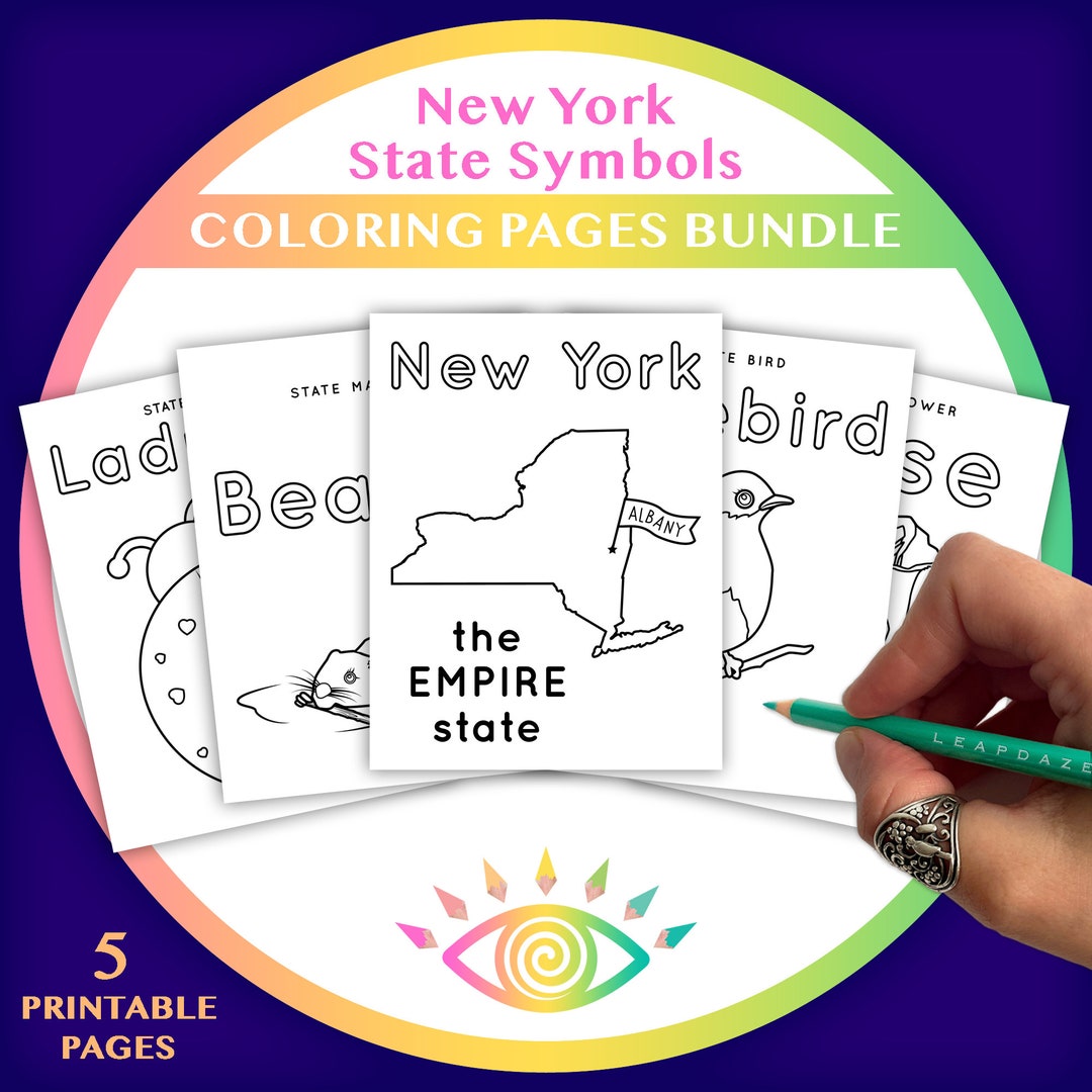 NEW YORK State Symbols Coloring Pages Bundle - Instant Download - Etsy