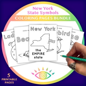 NEW YORK State Symbols Coloring Pages Bundle - Instant Download - Etsy