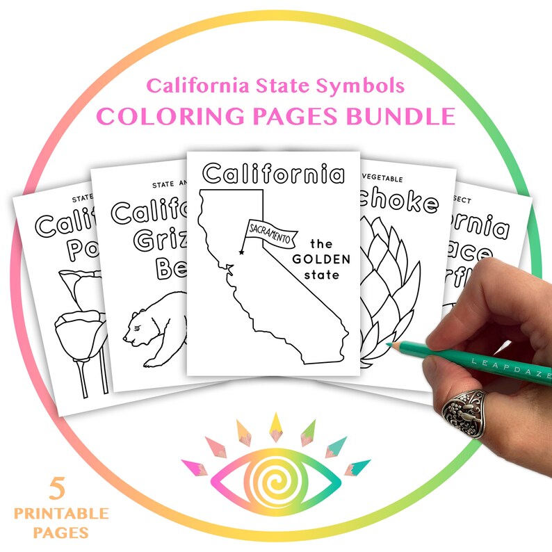 CALIFORNIA State Symbols Coloring Pages Bundle - Instant Download - Etsy