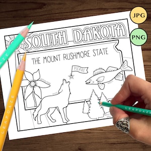 SOUTH DAKOTA Coloring Page With State Facts - Printable United States ...