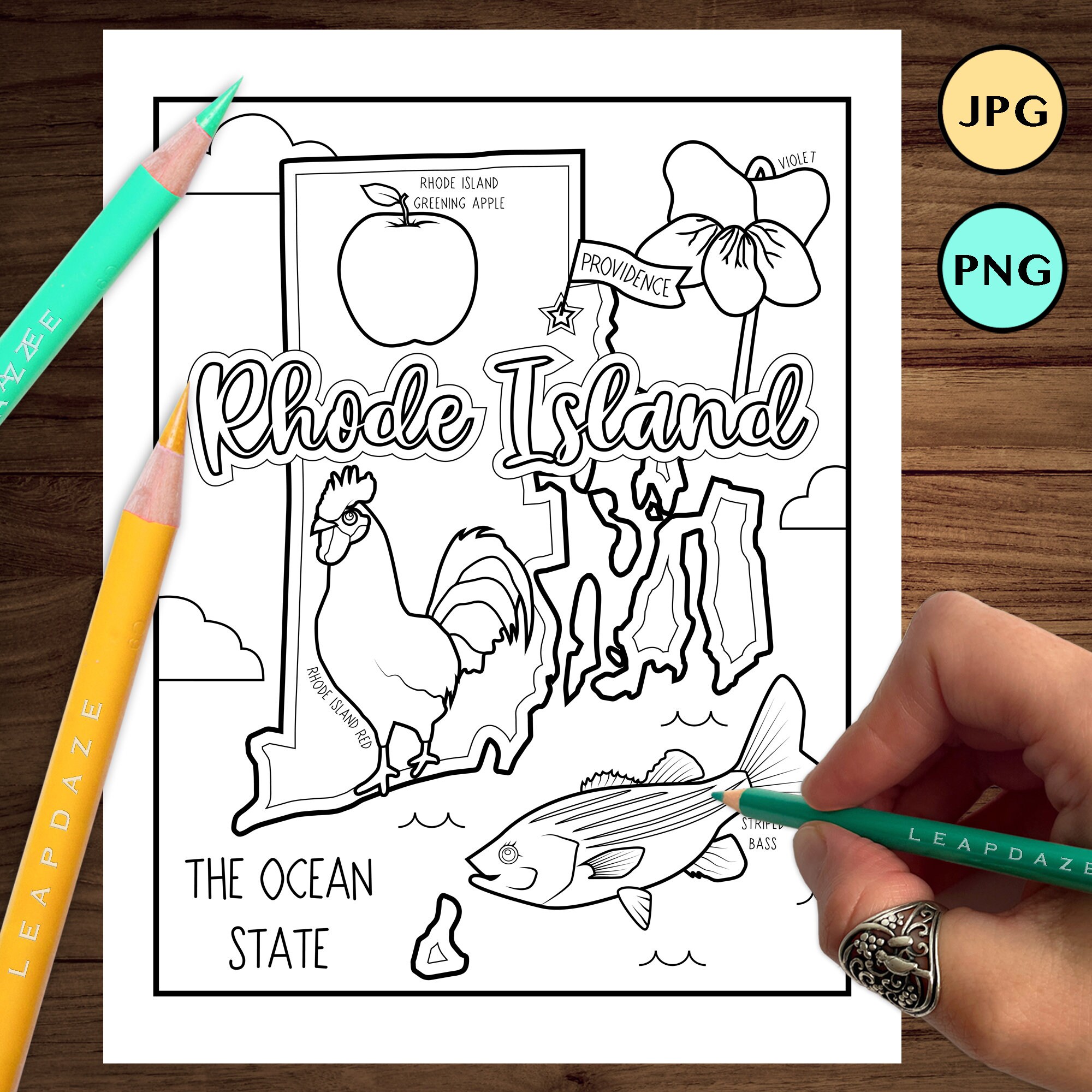 RHODE ISLAND Coloring Page With State Facts - Printable United States ...