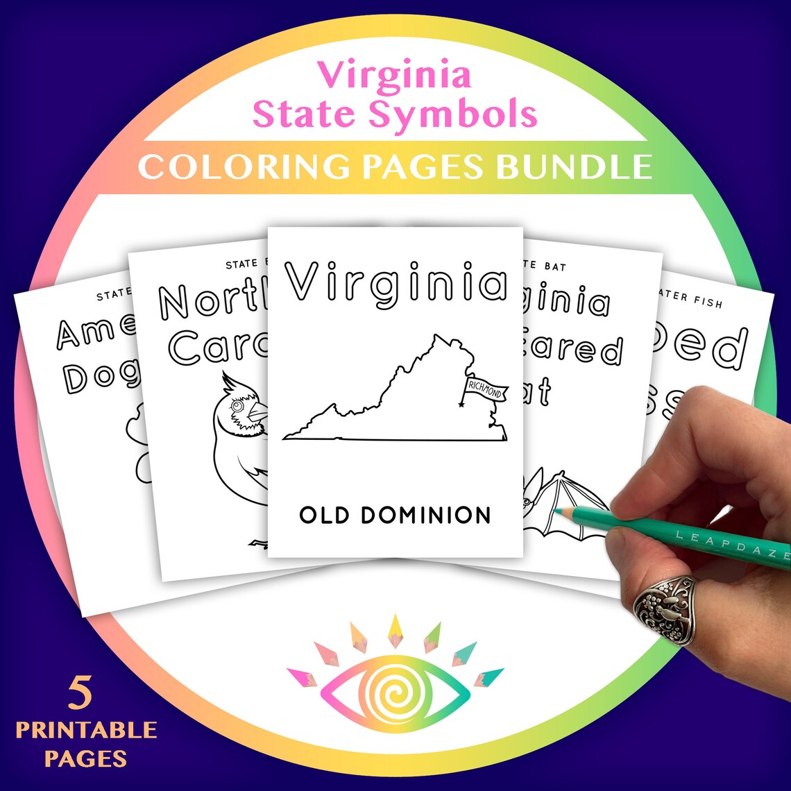 VIRGINIA State Symbols Coloring Pages Bundle - Instant Download - Etsy