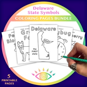DELAWARE State Symbols Coloring Pages Bundle Instant Download - Etsy