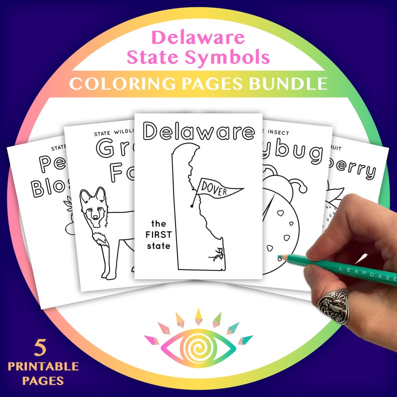 DELAWARE State Symbols Coloring Pages Bundle - Instant Download - Etsy