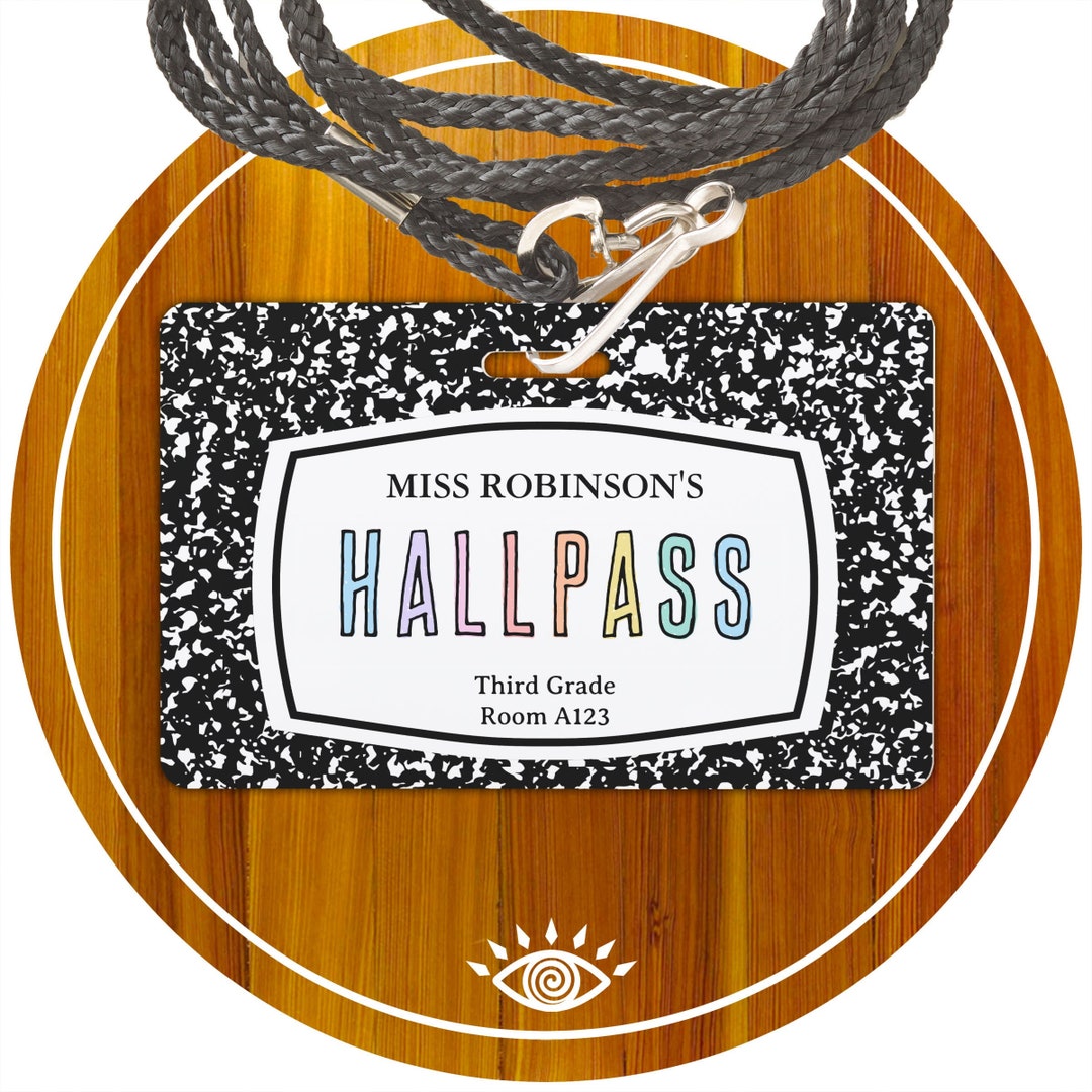 Composition Book Classroom Hall Passes for Teachers, Personalized, Back ...