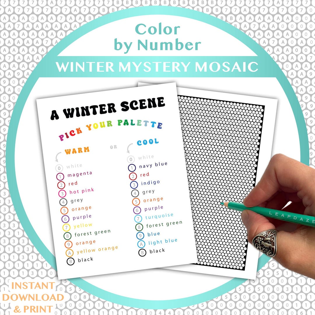 MYSTERY MOSAIC Winter Themed Color by Numbers Coloring Page, Secret ...