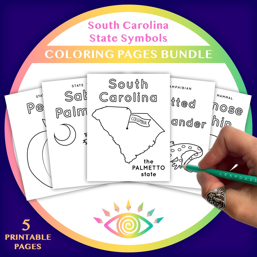 SOUTH CAROLINA State Symbols Coloring Pages Bundle - Instant Download ...