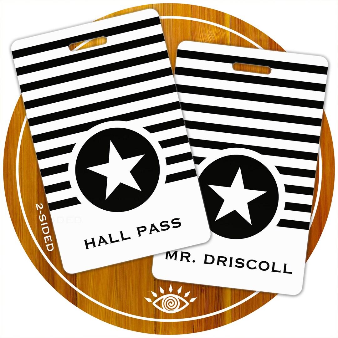 Modern Chic Stripes Classroom Hall Passes for Teachers, Personalized ...