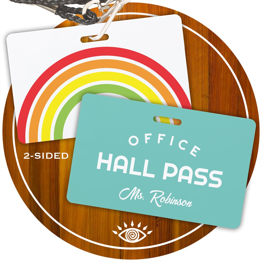 Retro Rainbow Classroom Hall Passes for Teachers, Personalized, Single ...