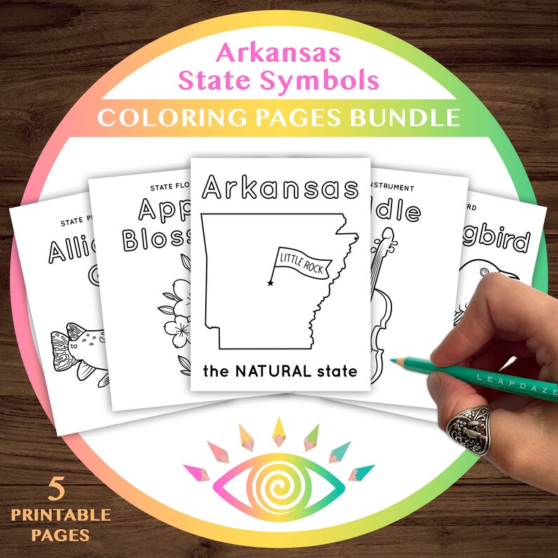 ARKANSAS State Symbols Coloring Pages Bundle - Instant Download - Etsy