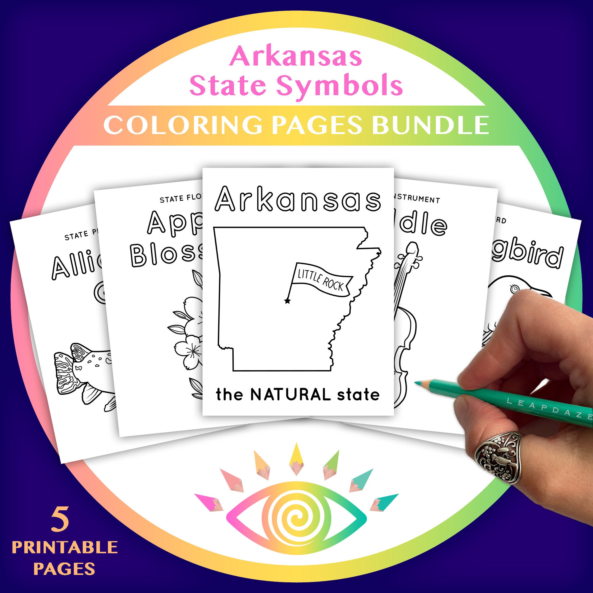 ARKANSAS State Symbols Coloring Pages Bundle - Instant Download - Etsy