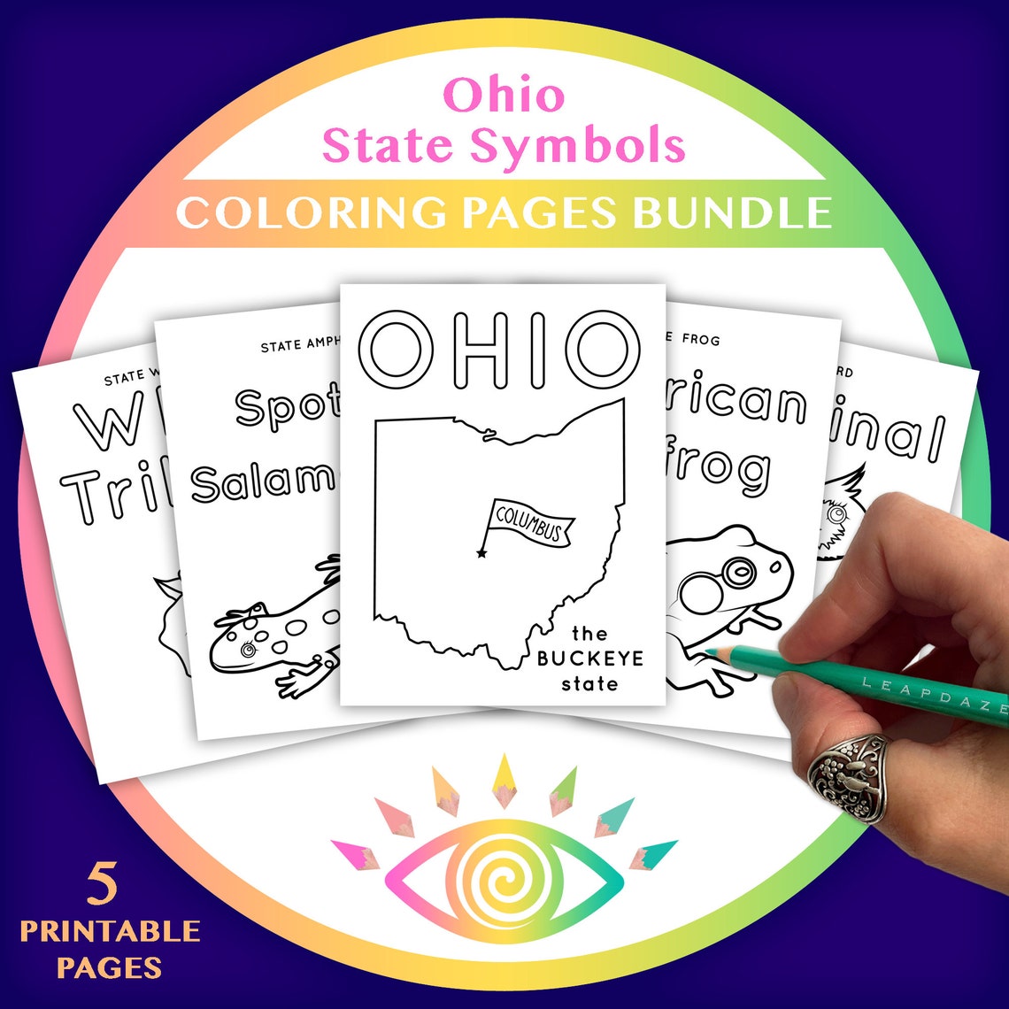 OHIO State Symbols Coloring Pages Bundle - Instant Download - Etsy