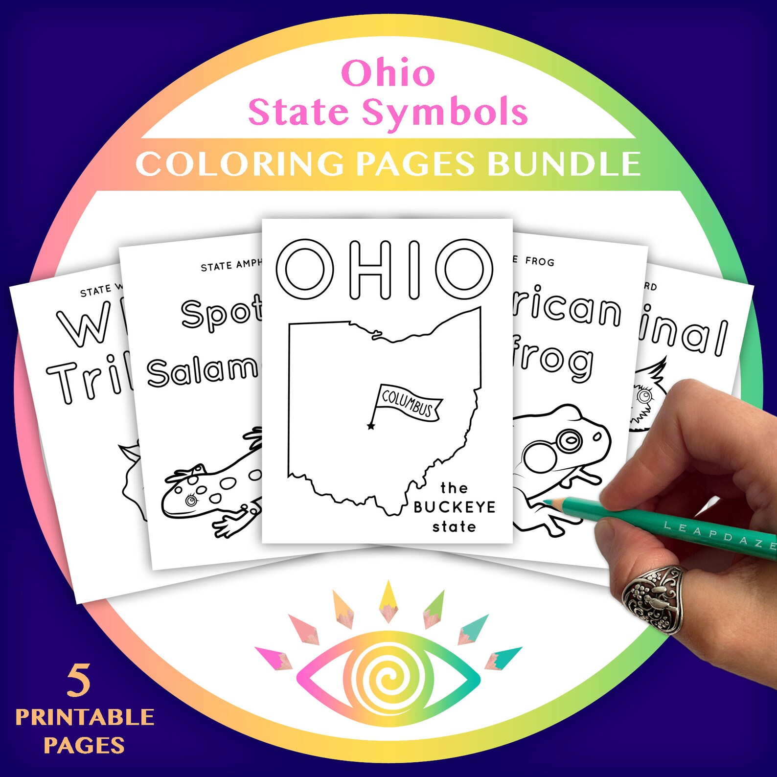OHIO State Symbols Coloring Pages Bundle - Instant Download - Etsy