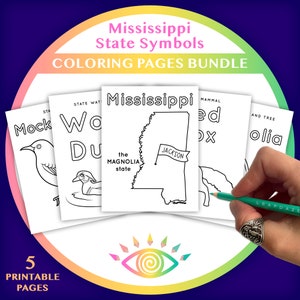 MISSISSIPPI State Symbols Coloring Pages Bundle - Instant Download - Etsy