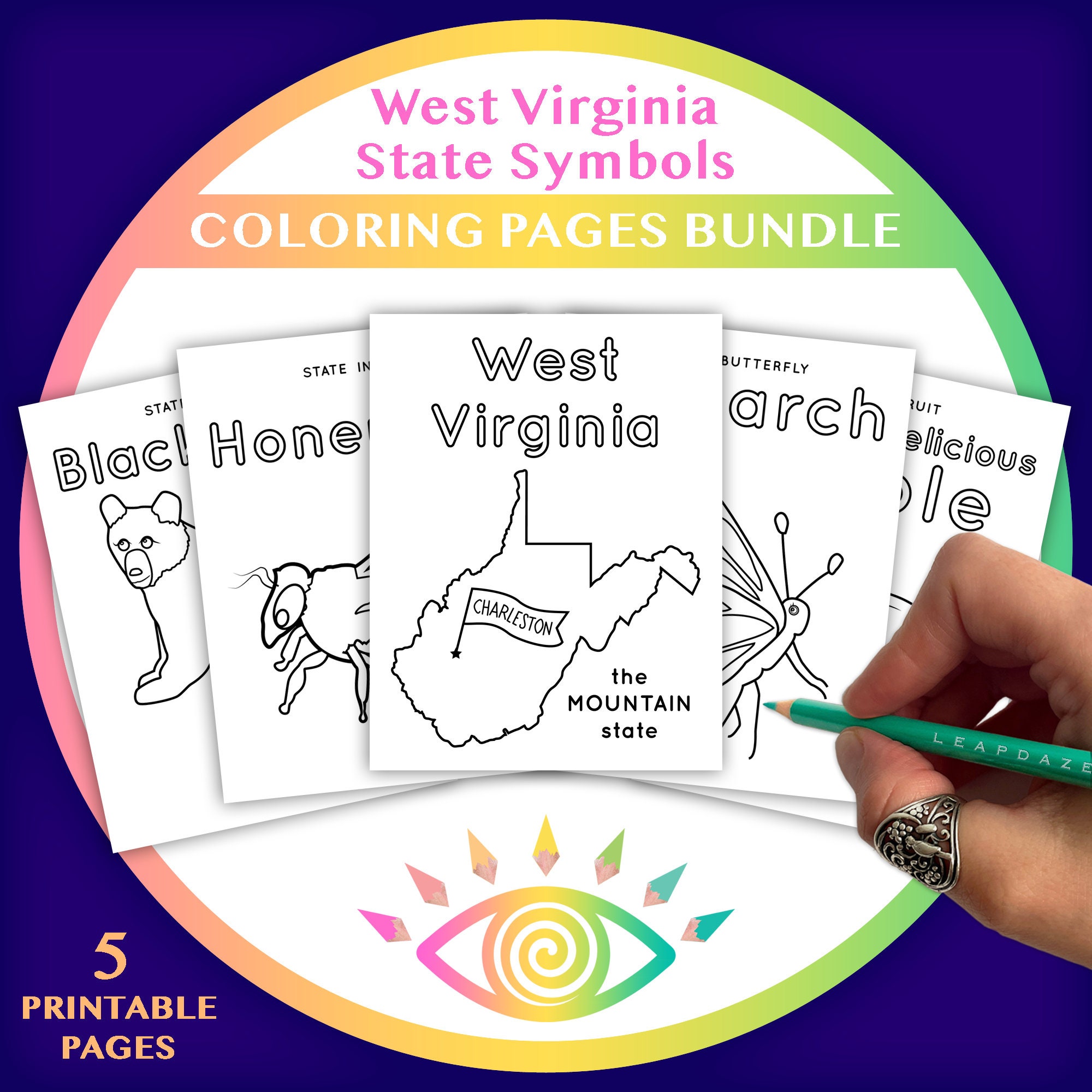 WEST VIRGINIA State Symbols Coloring Pages Bundle - Instant Download - Etsy