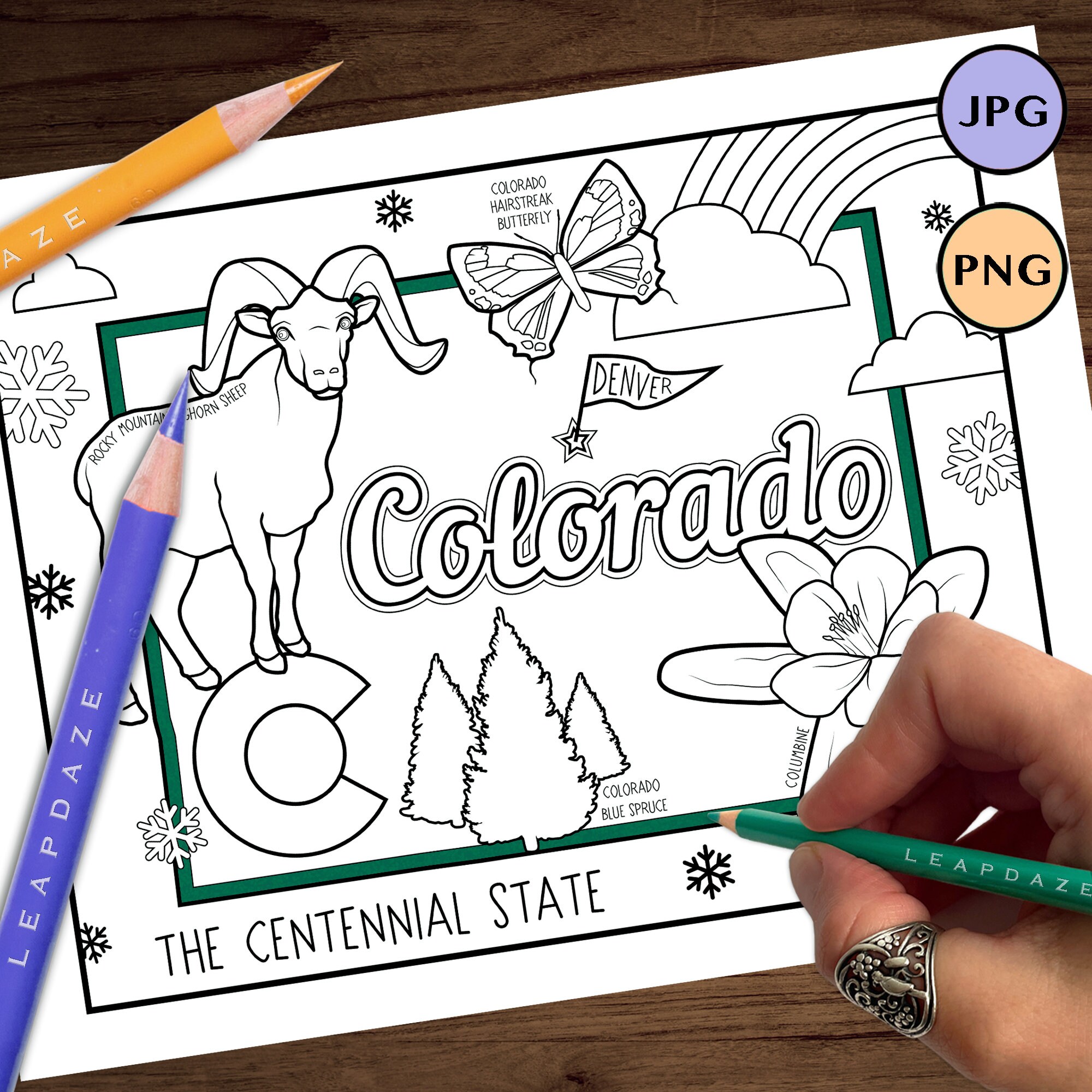 COLORADO Coloring Page With State Facts - Printable United States of ...
