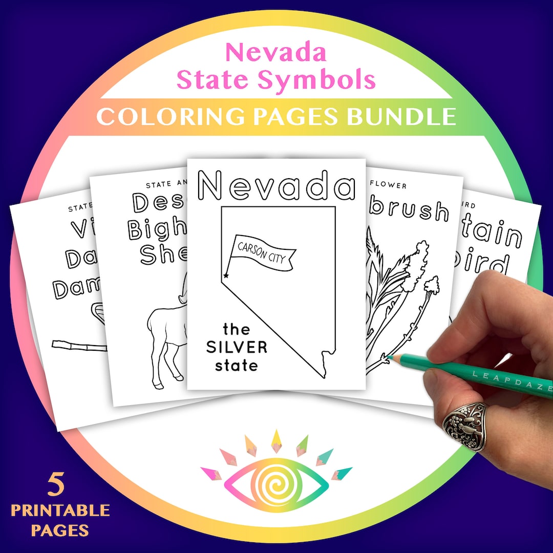 NEVADA State Symbols Coloring Pages Bundle - Instant Download - Etsy