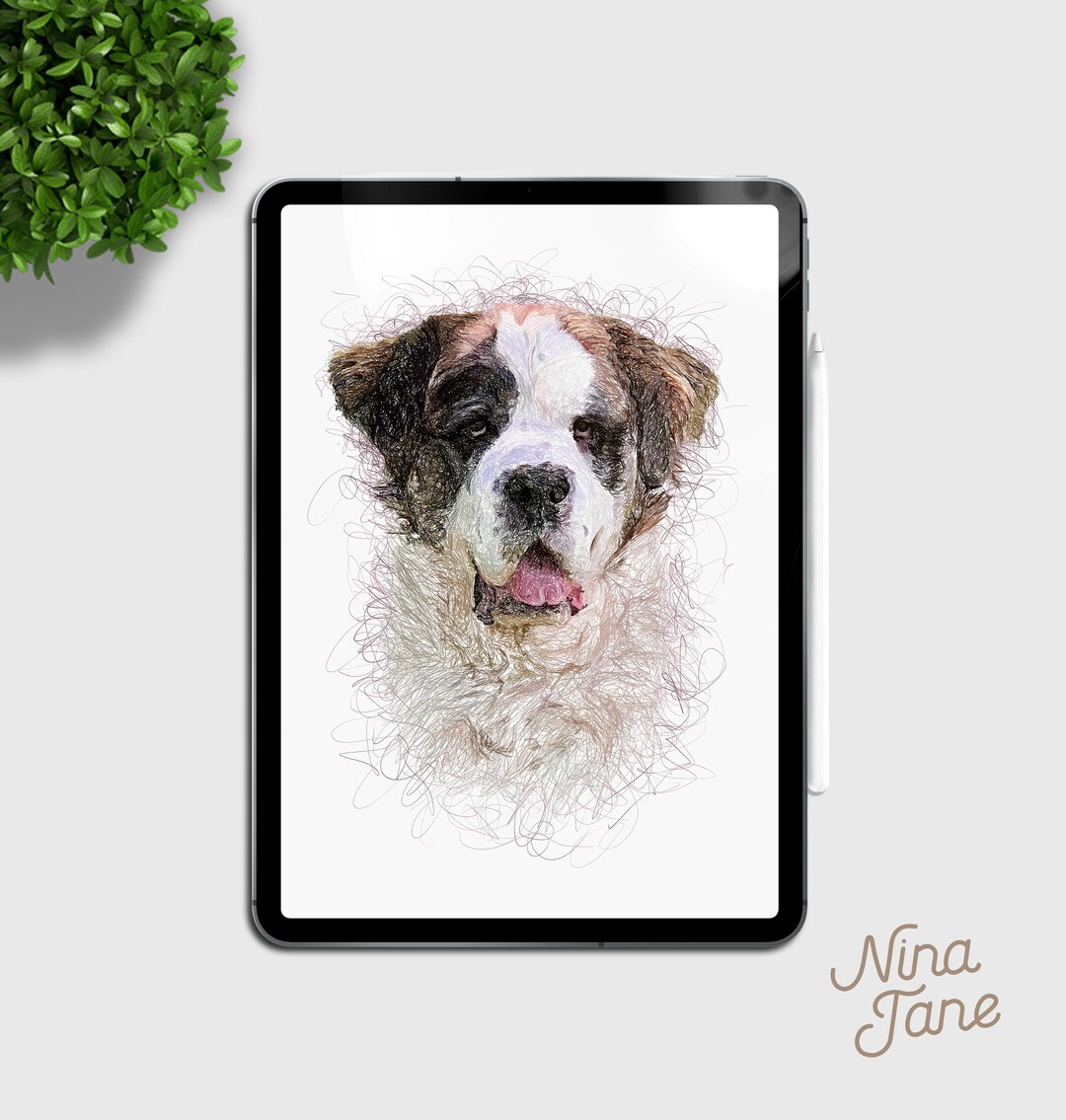 Custom Colour Pet Scribble Render - Etsy