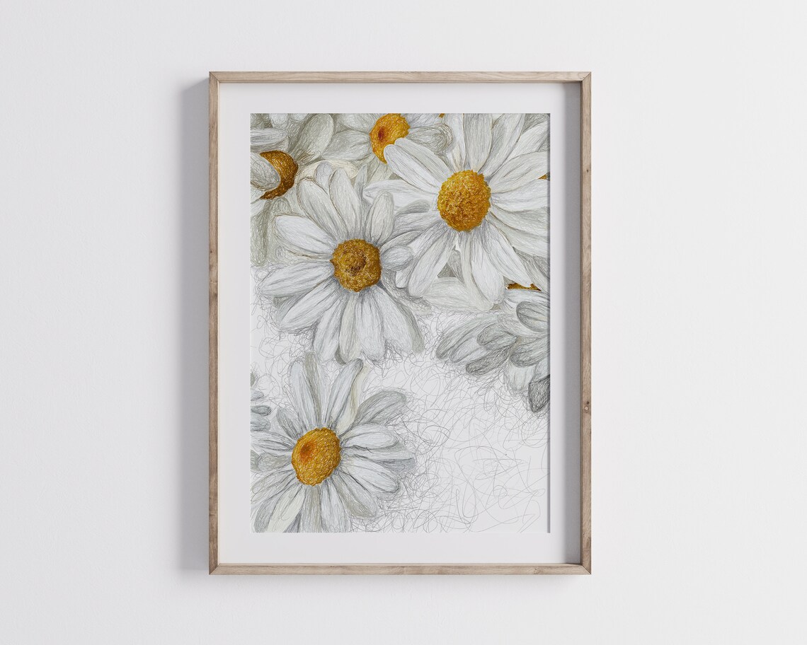 Daisy Art Scribble Portrait - Etsy